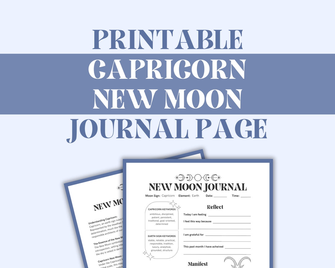 Capricorn New Moon Journal Worksheet | New Moon Manifestation Ritual ...