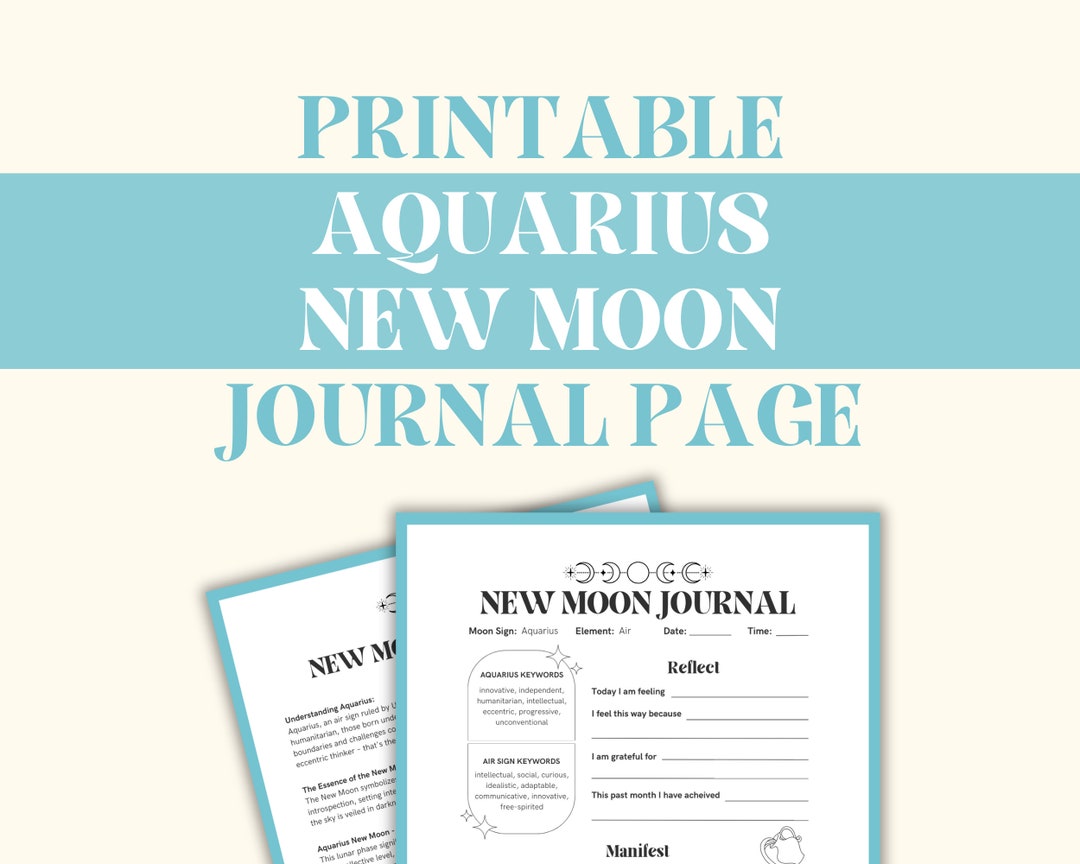 New Moon Worksheet - Aquarius | New Moon Manifestation Ritual | New ...