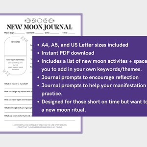 New Moon Journal Worksheet New Moon Manifestation Ritual - Etsy