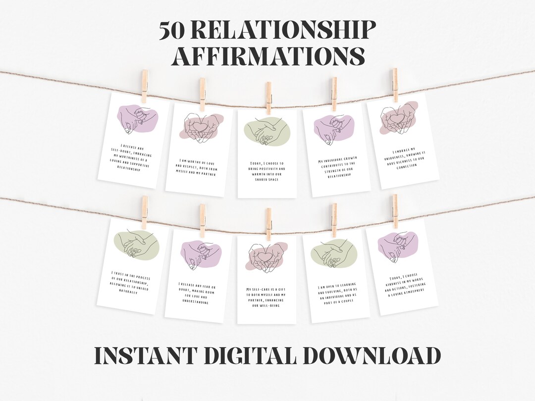 50 Relationship Affirmations | Relationship Cards | Couple Cards | Digital Printable Affirmation ...