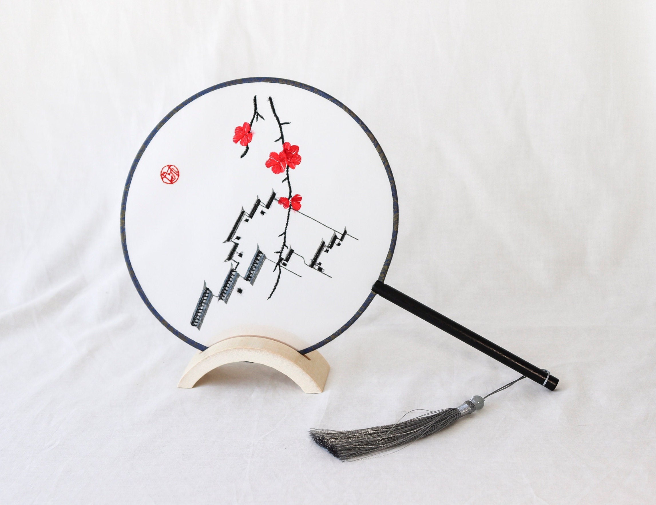 Ancient Embroidery Fan Chinese House Handcrafted Round Fan in ...