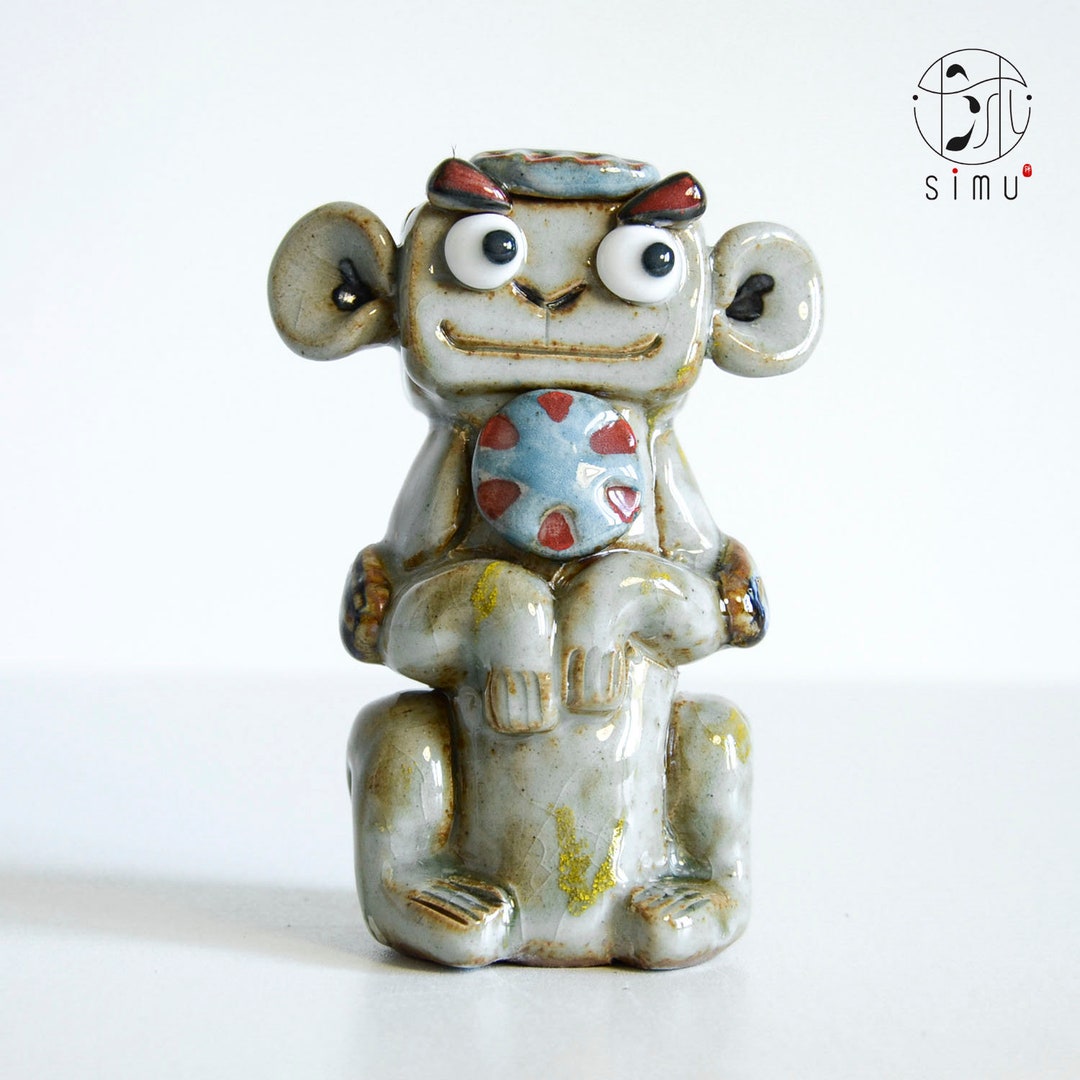 Handcrafted Ceramic Monkey Sculpture Modern Animal Decorative Figurine ...