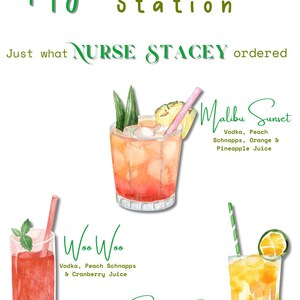 Cocktail Menu List Bar Nurse Graduation Doctor Theme Party Celebration ...