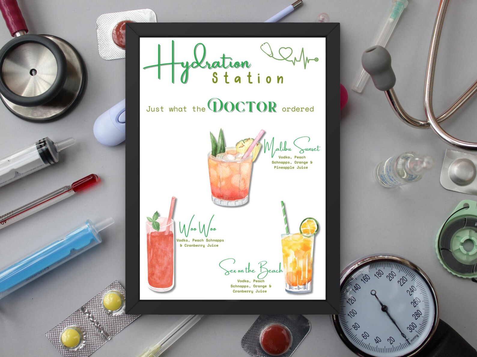 Doctor-themed Cocktail Menu | Instant Download PDF & PNG Graduation ...