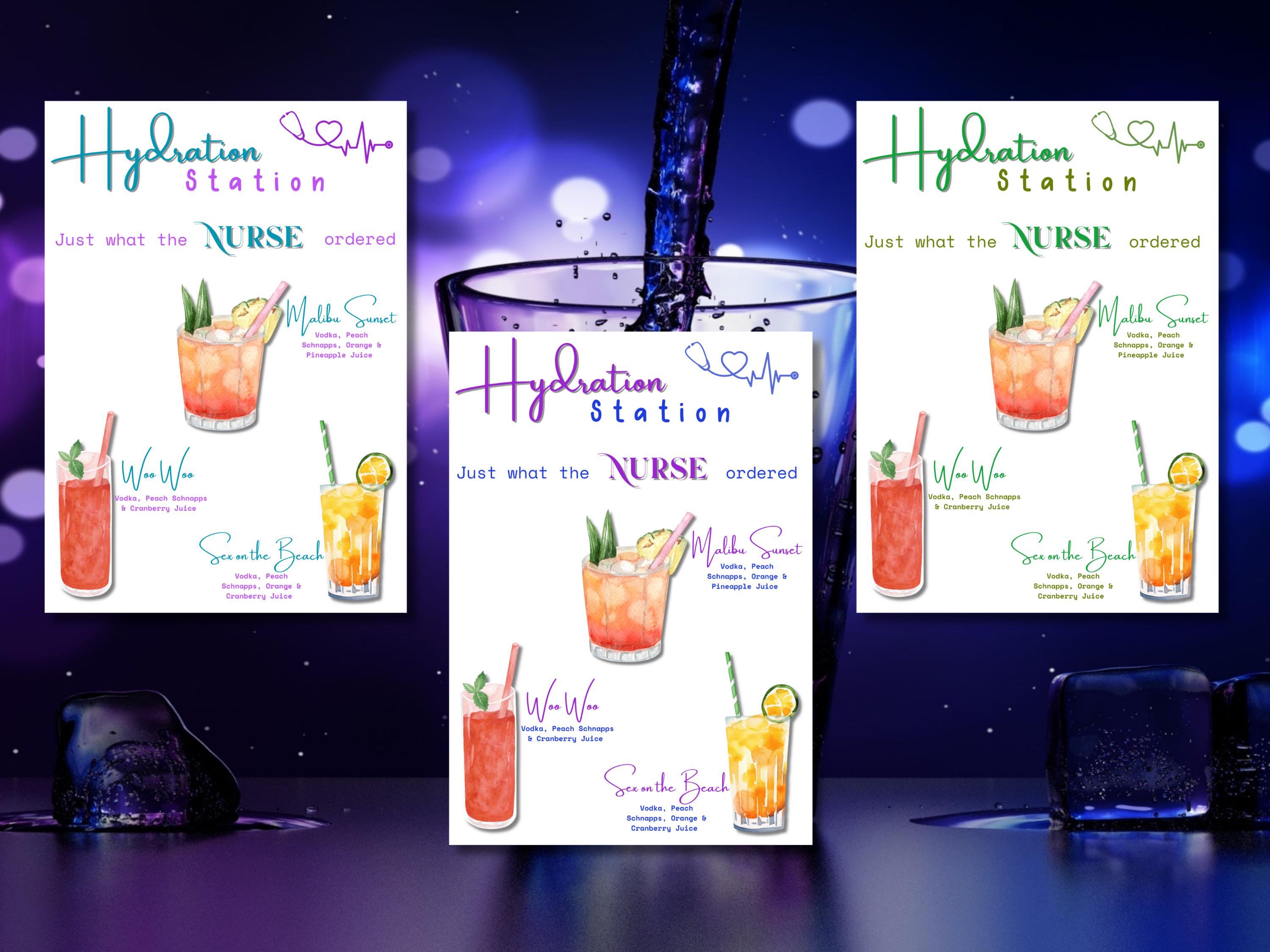 Nurse-themed Cocktail Menu | Instant Download PDF & PNG Party Hen ...
