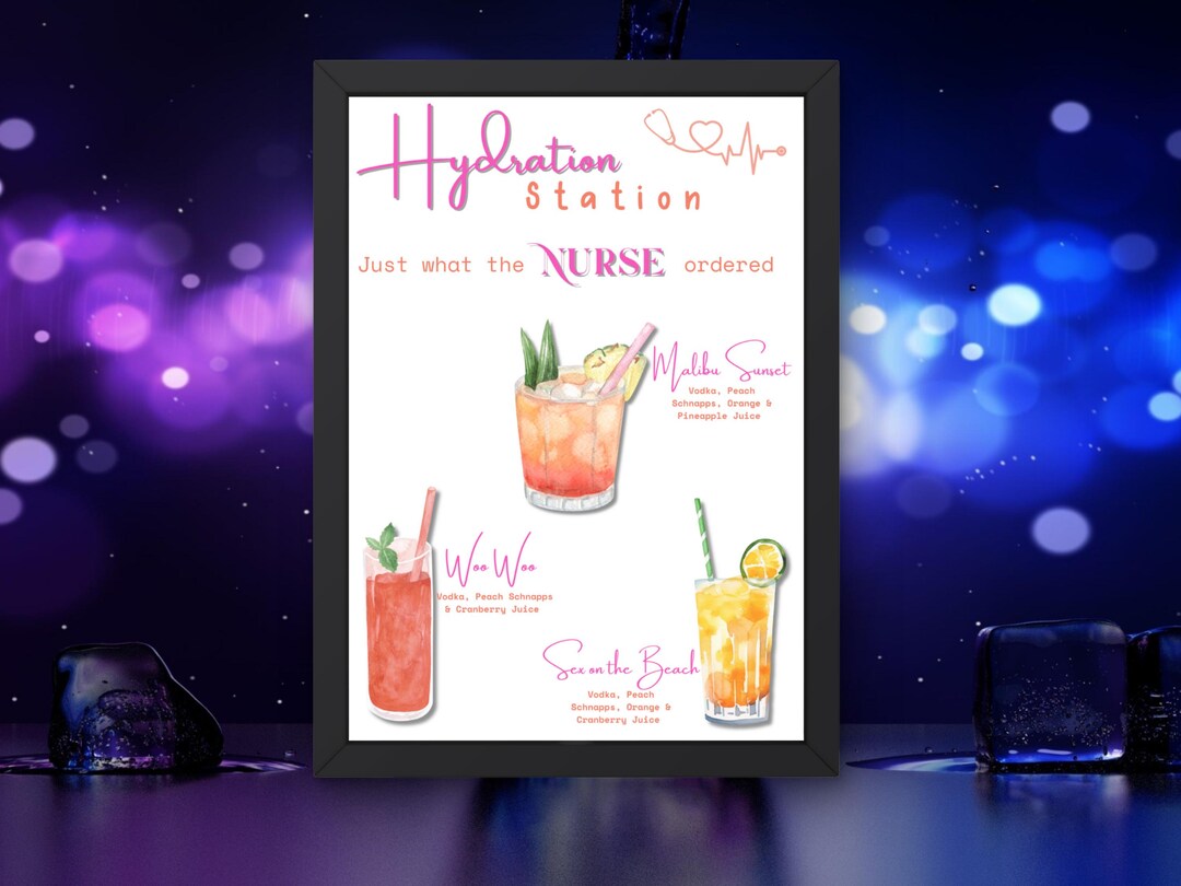 Nurse-themed Cocktail Menu | Instant Download PDF & PNG Party Hen ...