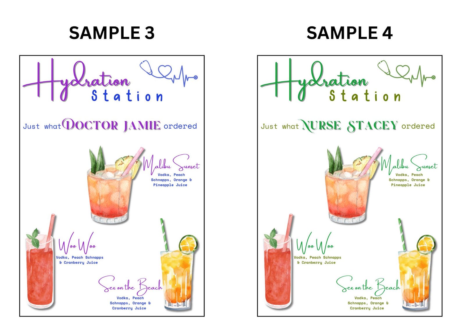 Cocktail Menu List Bar Nurse Graduation Doctor Theme Party Celebration ...