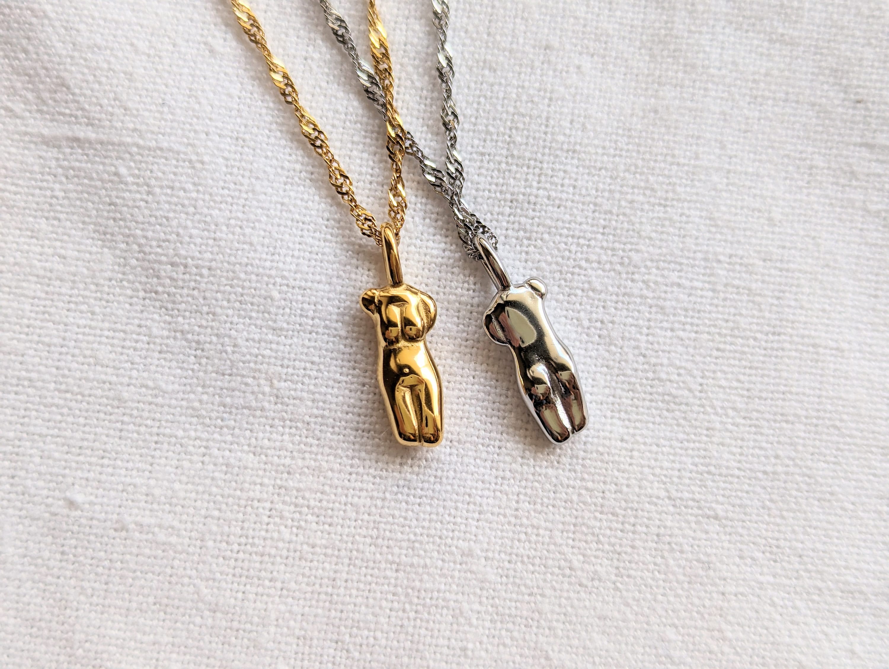 Nox Caelum Female Body Figure Pendant Necklace 18K Gold - Etsy