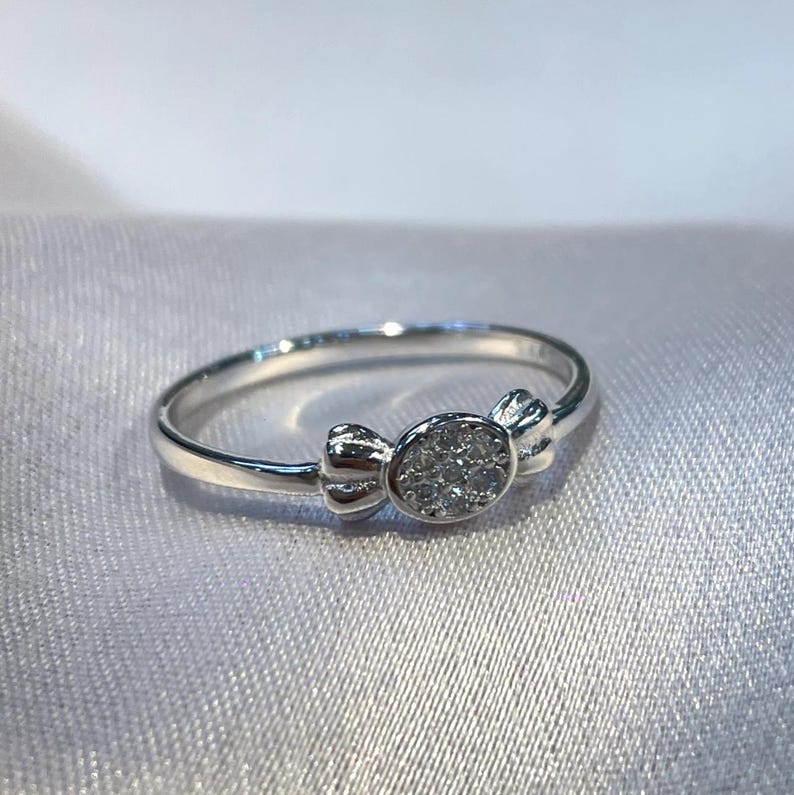 Buy Handmade Sterling Silver Ring, Cute Minimalist Candy Ring, CZ ...