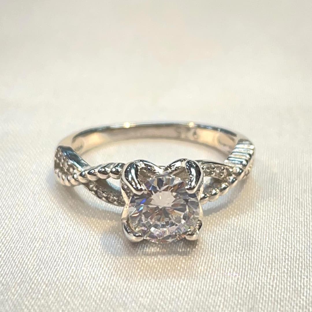 Buy Split Band 925 Sterling Silver Ring, Handmade CZ Engagement Promise ...