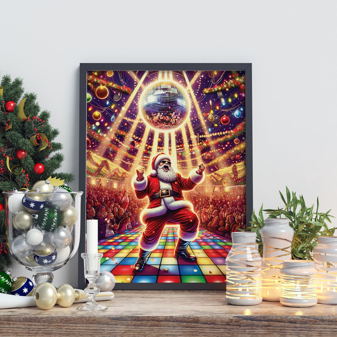 Groovy Disco Ball Print Christmas Eve Dance Party Art Rave - Etsy