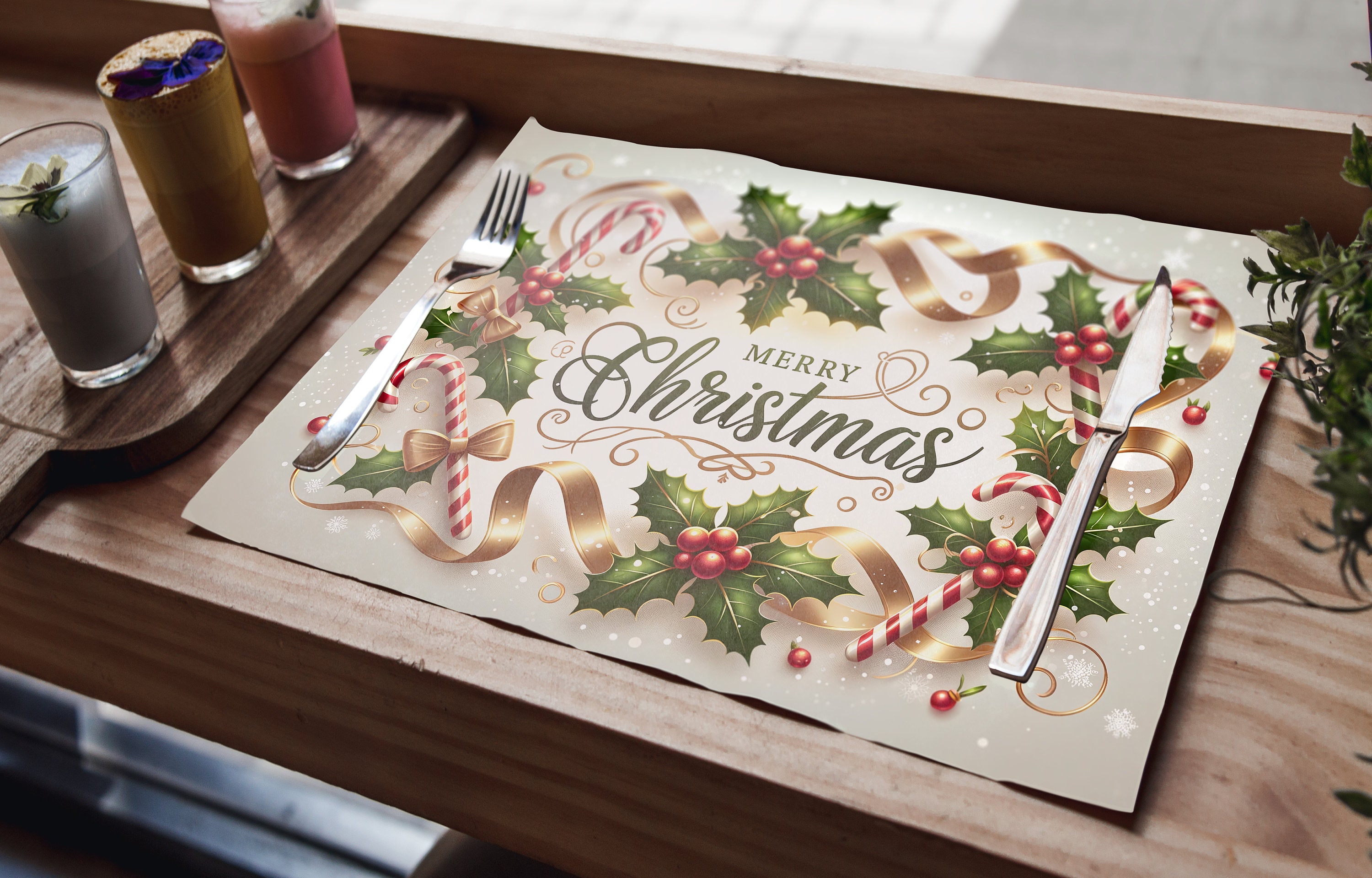 High Quality Printable Placemat Merry Christmas Special Design Mat for ...