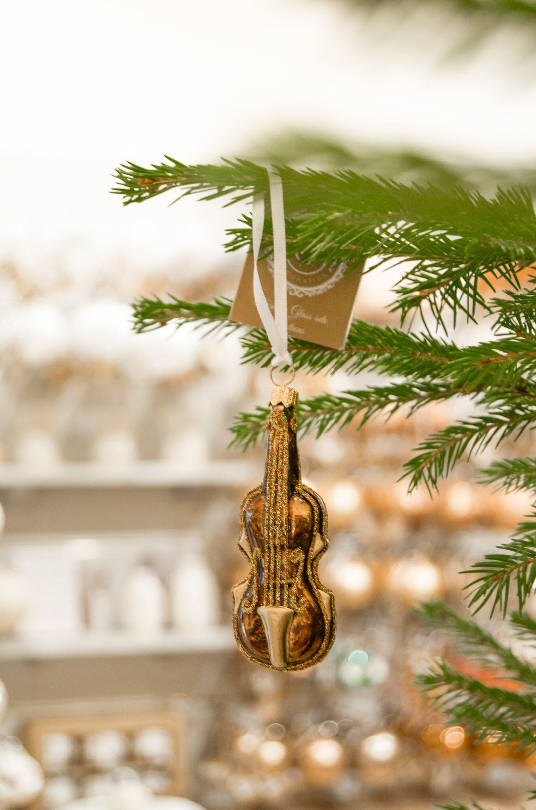 Glitter Gold Musical Instrument Violin Ornament | Handmade Christmas ...
