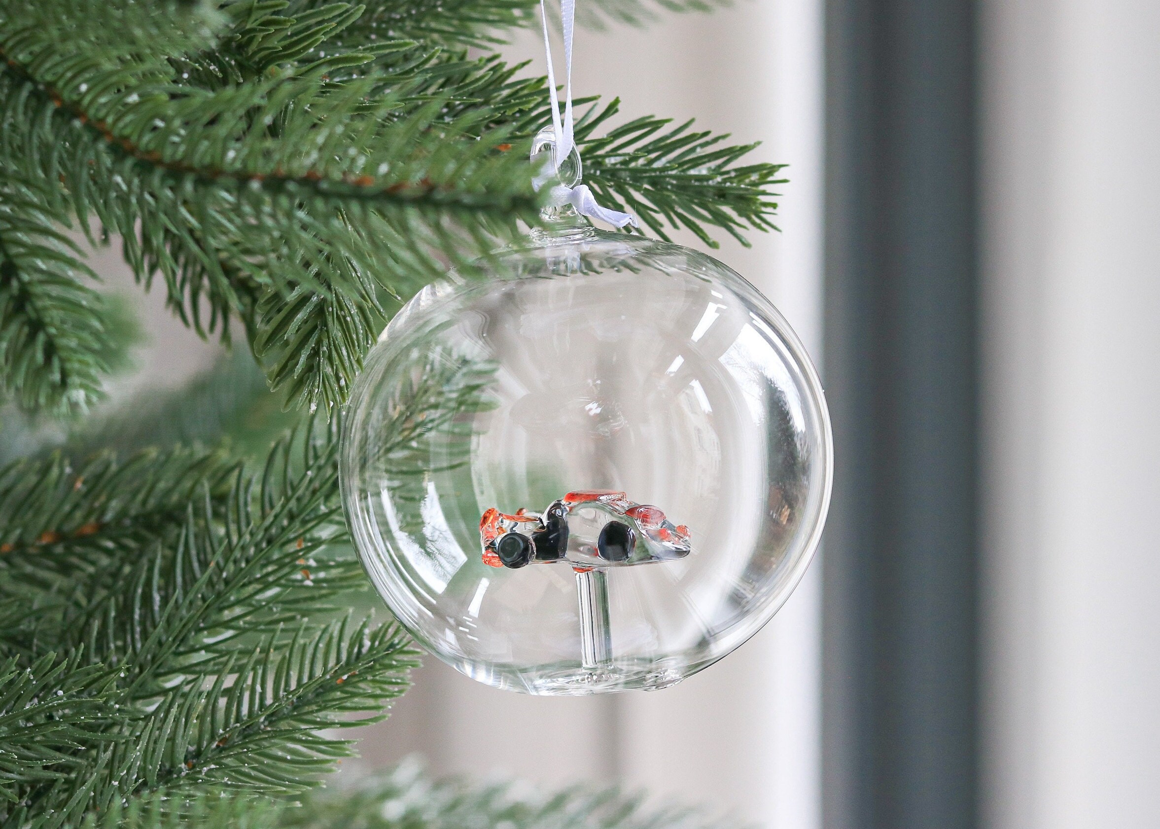 Clear Glass Ball Ornament With Car Inside | Exclusive Handmade ...