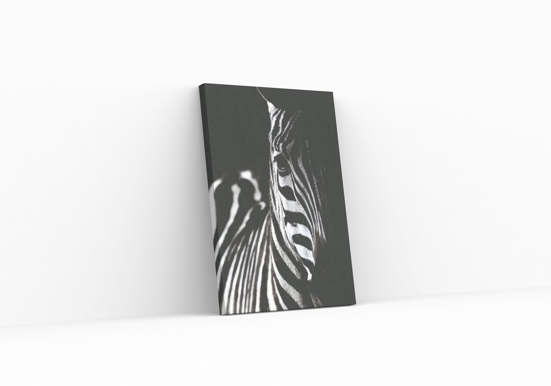Black and White Zebra Portrait Metal Frame Wall Art Living - Etsy