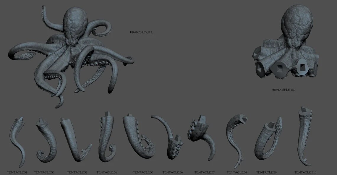Legendary Octopus Kraken 3D Printer Files 3D STL File 3D Digital ...