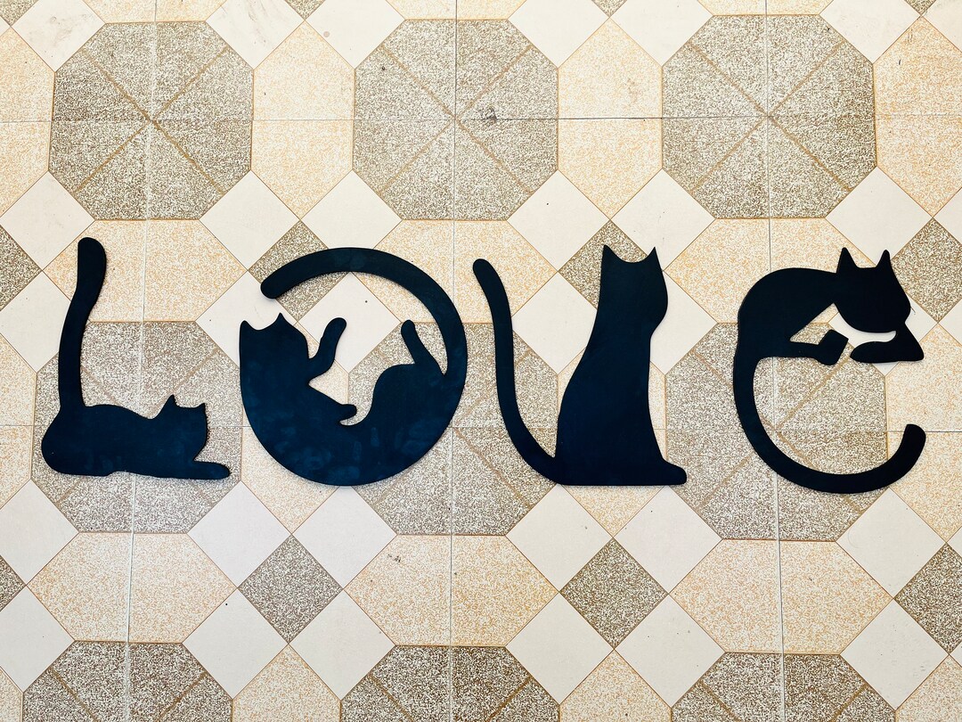 LOVE Cat Wall Set, Wooden Cat Wall Art Decor Cat Lover Gift, Christmas ...