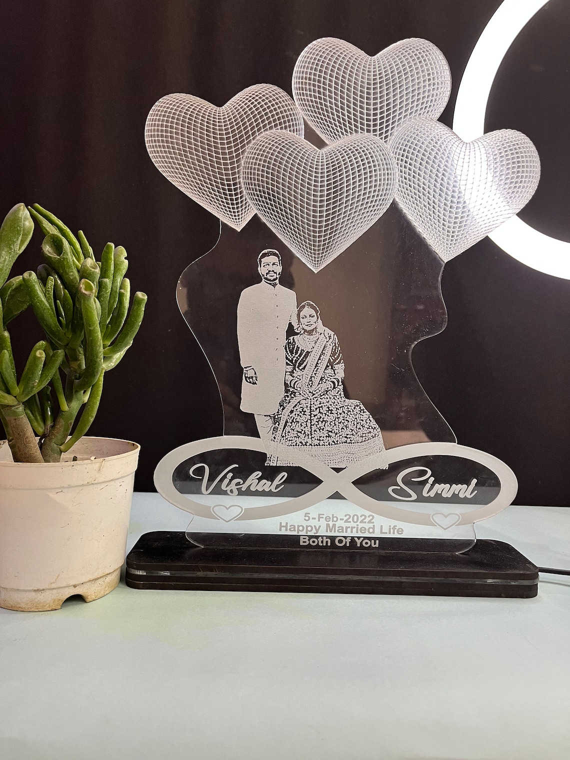 Acrylic Customized Couple Table Lamp| Personalized 3D Illusion LED Lamp ...