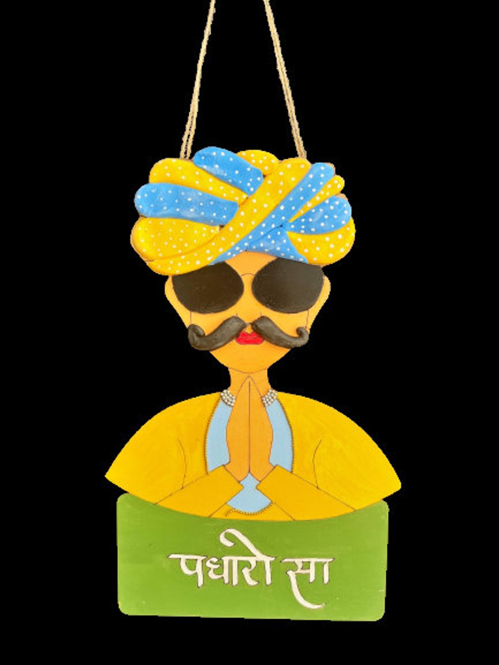 Handmade Hand-painted PADHARO SA Stylish Man Wooden Welcome Wall ...