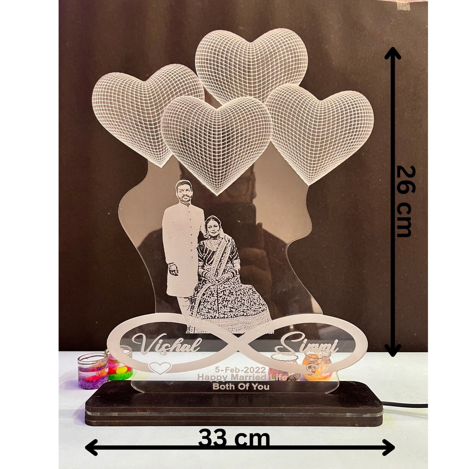 Acrylic Customized Couple Table Lamp| Personalized 3D Illusion LED Lamp ...