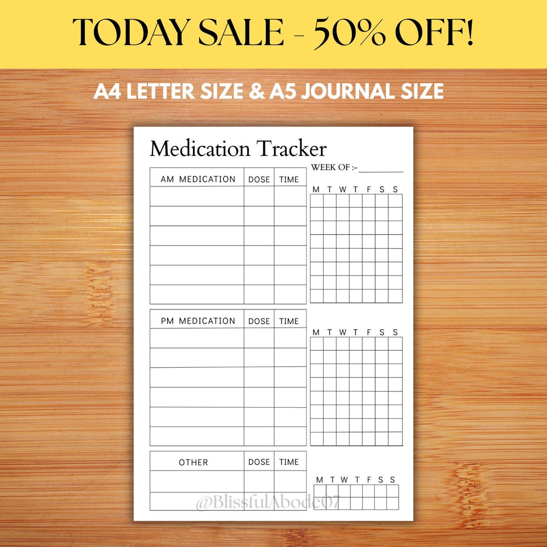 Medication Tracker Printable: AM PM Dose & Time Log (PDF) - Etsy