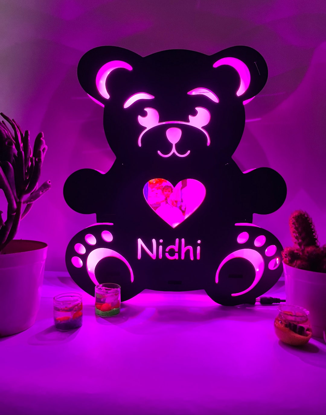 Customized Wooden MDF Teddy Bear With Name, Picture and Customized ...