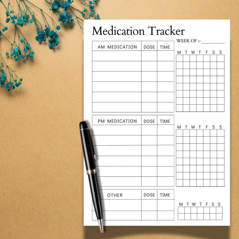 Medication Tracker Printable: AM PM Dose & Time Log (PDF) - Etsy