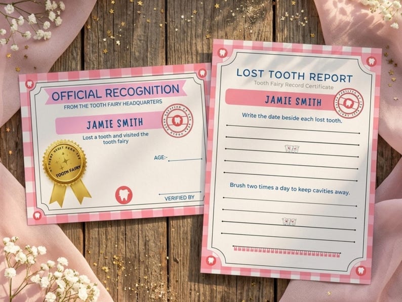Lost Tooth Certificate Template | Tooth Fairy Kids Milestone Printable ...