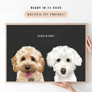 Custom Two Pet Portraits Using Pet Photo Personalized Digital Dog Portraits Cat Portraits Custom ...