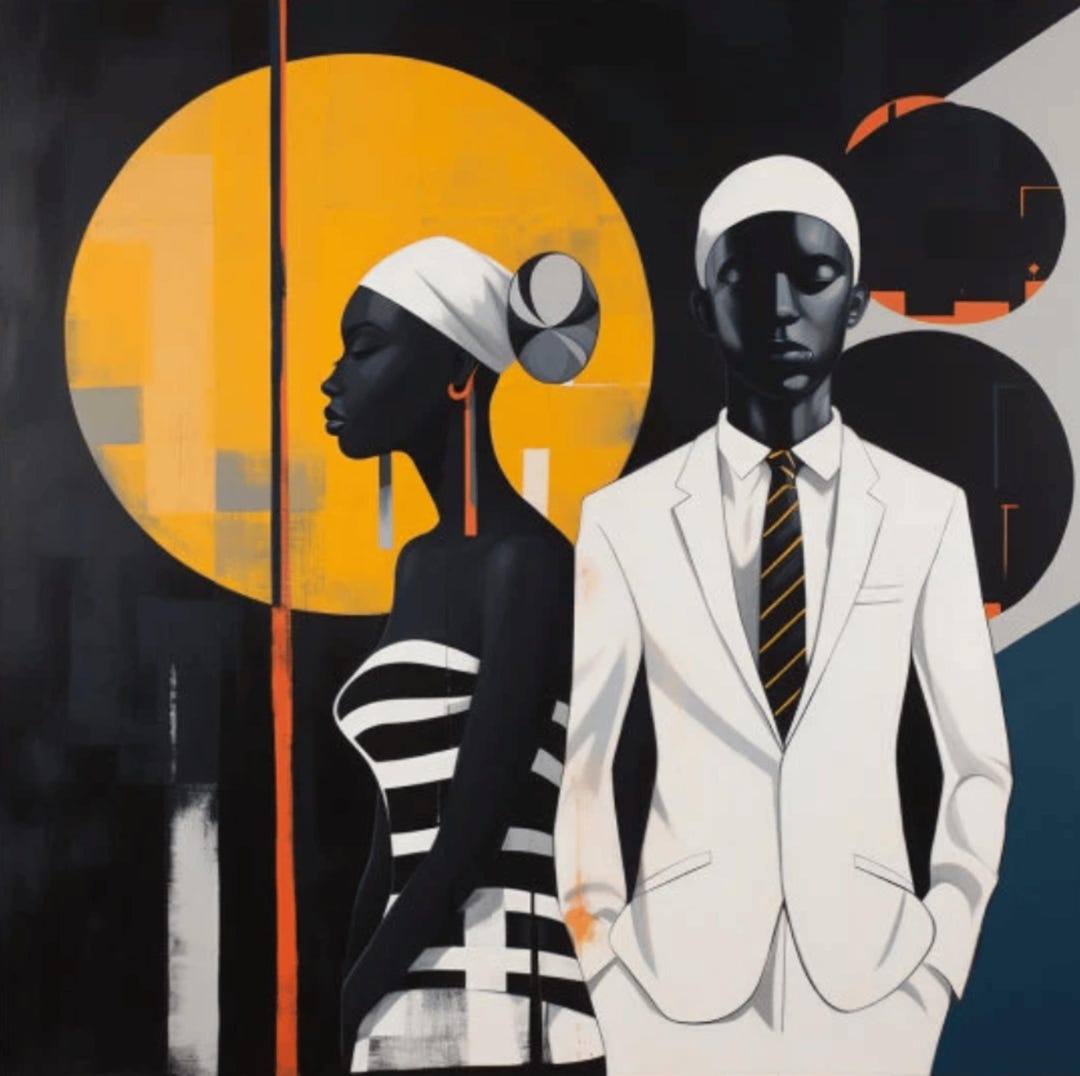 Home Decoration Print on Canvas, POP Art Black African Man and Woman ...