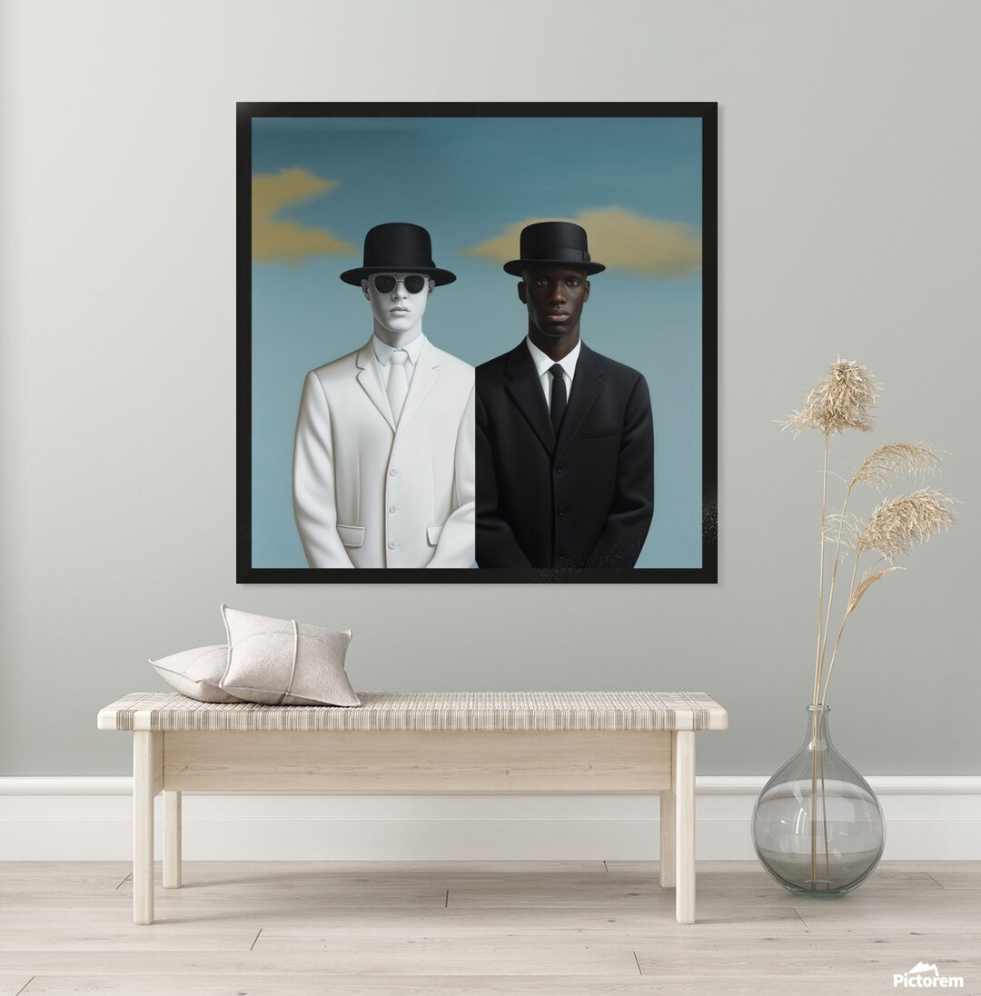 Surrealist Men in Suits Canvas Print: Black and White AI Art - Etsy