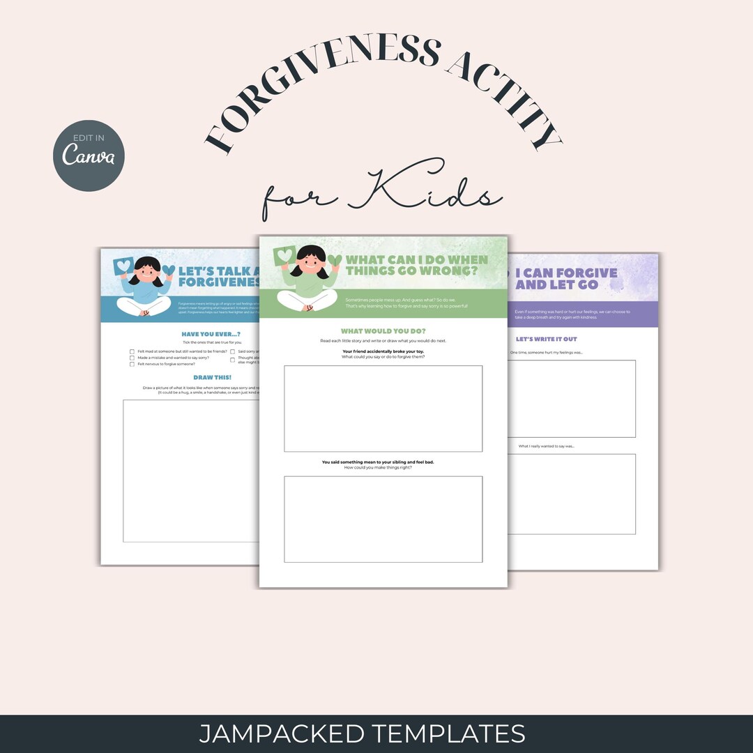 Forgiveness Activity for Kids | SEL, Homeschool Printable (canva ...