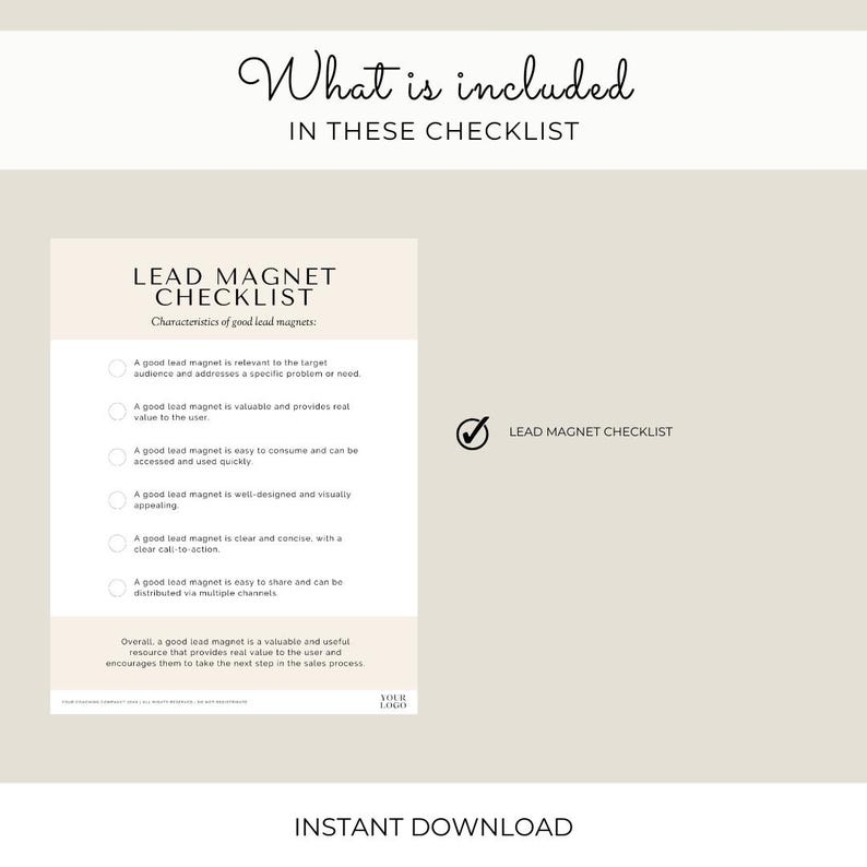 Lead Magnet Checklist|editable Canva Template & Pdf|email List Builder ...