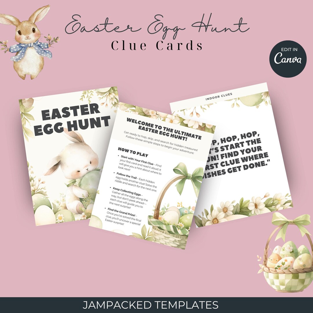 Easter Egg Hunt Clue Cards | Printable Easter Treasure Hunt | Fun ...