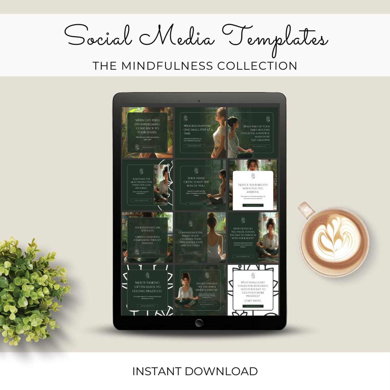 Mindfulness Social Media Templates | Editable Canva Designs for ...