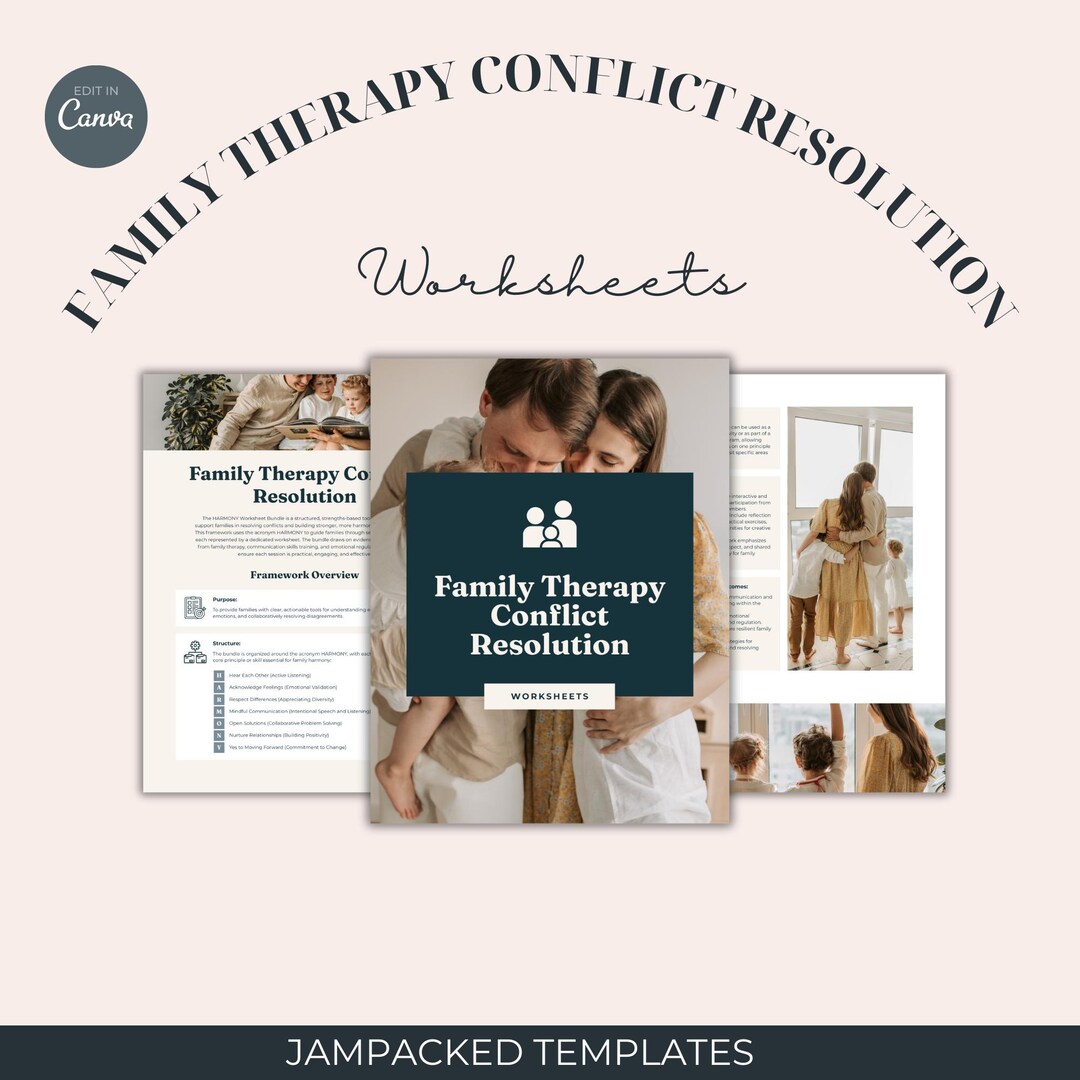 Family Therapy Conflict Resolution Workbook | 30‑page HARMONY ...