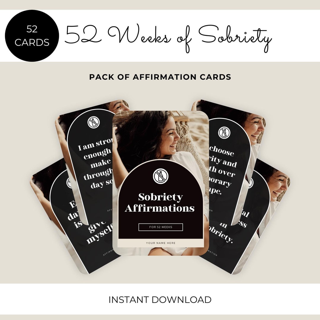 Sobriety Affirmation Cards|editable Canva Template|recovery Motivation ...