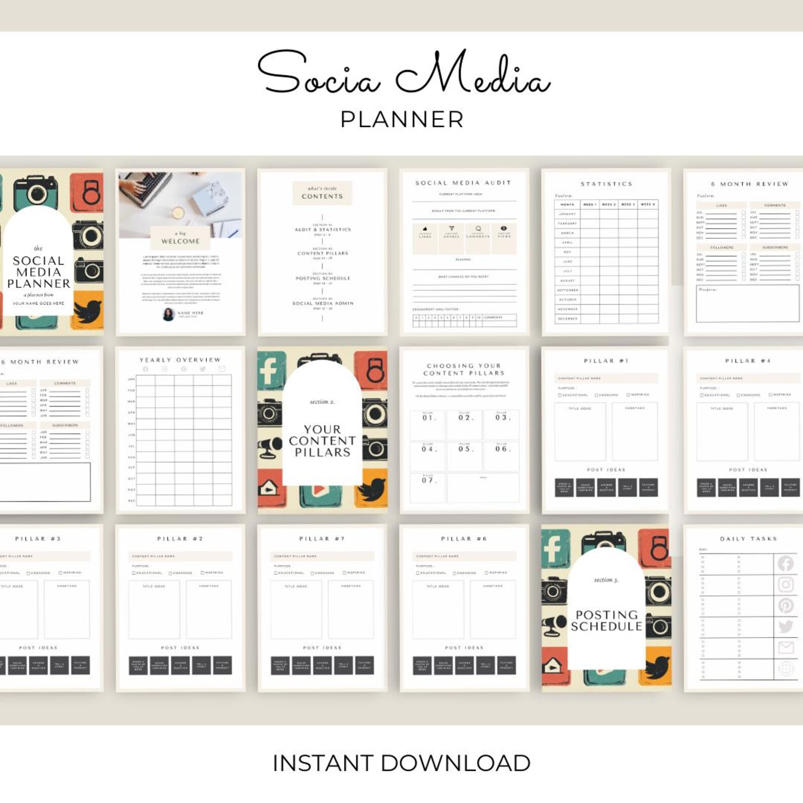 Social Media Planner|editable Canva Template|posting Schedule|analytics ...