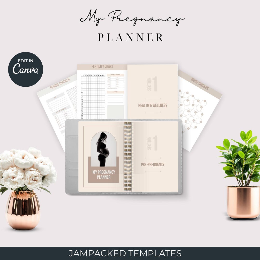Pregnancy Planner Printable Maternity Journal Editable Canva Baby ...