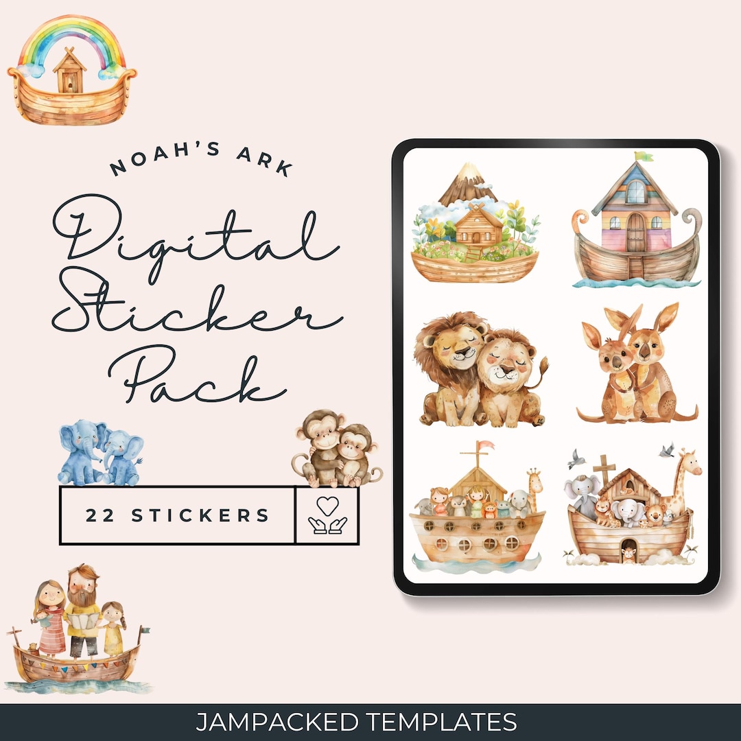 Noah’s Ark Digital Stickers|cute Animal Planner Stickers|watercolour ...