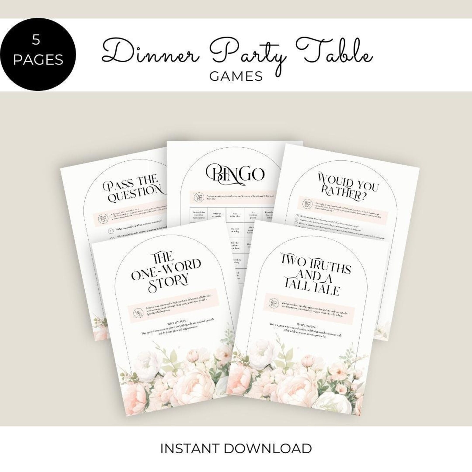 Dinner Party Table Games Printable, Fun Games for Dinner Parties, Party ...