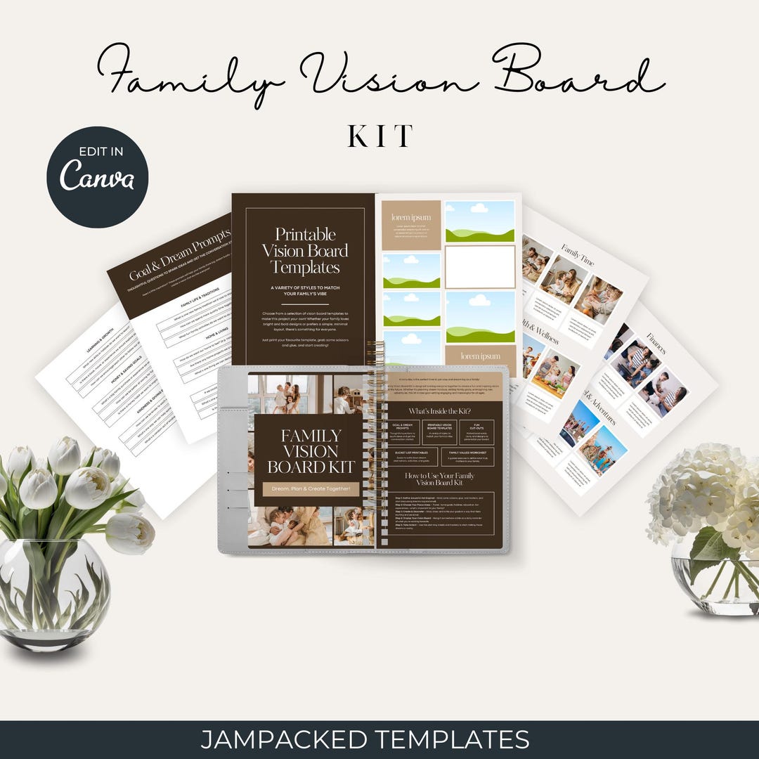 Family Vision Board Kit | 25-page Editable Canva Template | Goal ...