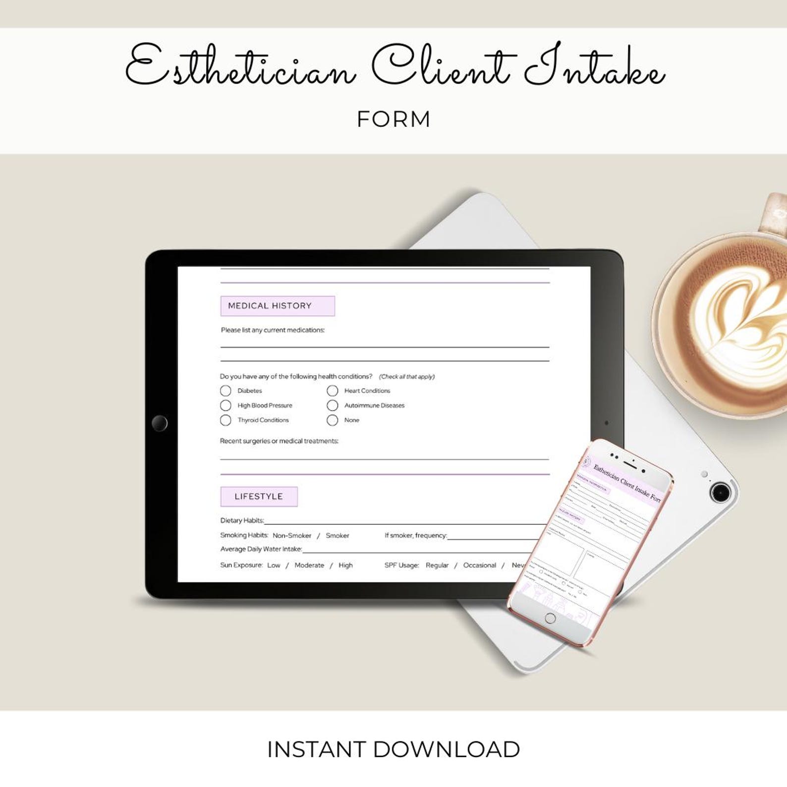 Esthetician Client Intake Form | Editable Spa Template (digital ...
