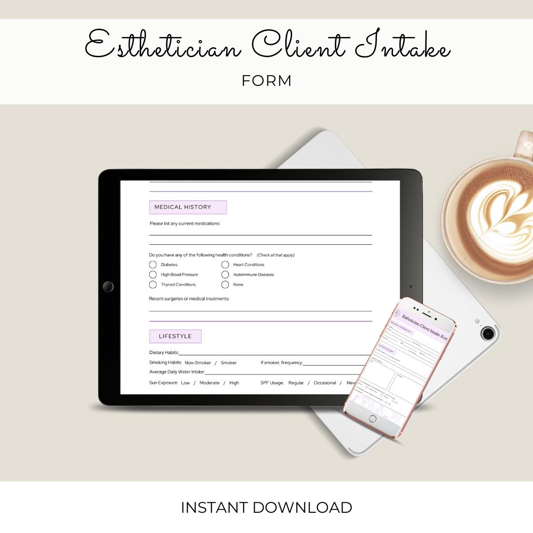 Esthetician Client Intake Form|editable Canva Template|skincare History ...