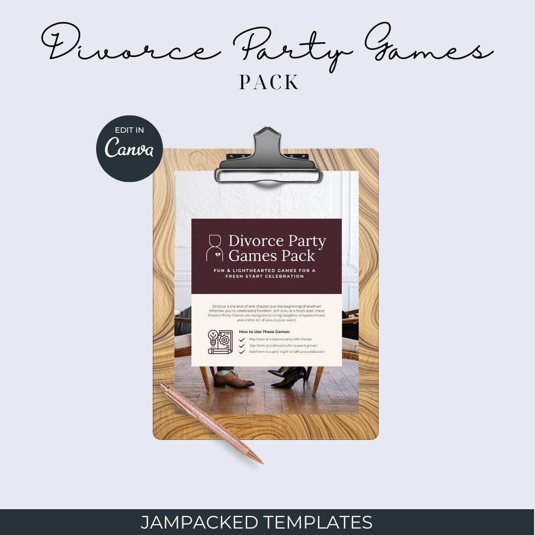 Divorce Party Games Printable Editable Canva Pack Funny Breakup Party ...
