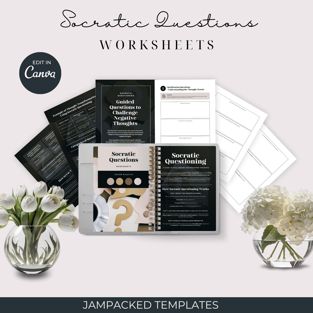 Socratic Questions Worksheets 100 Page Self Reflection PDF Editable ...