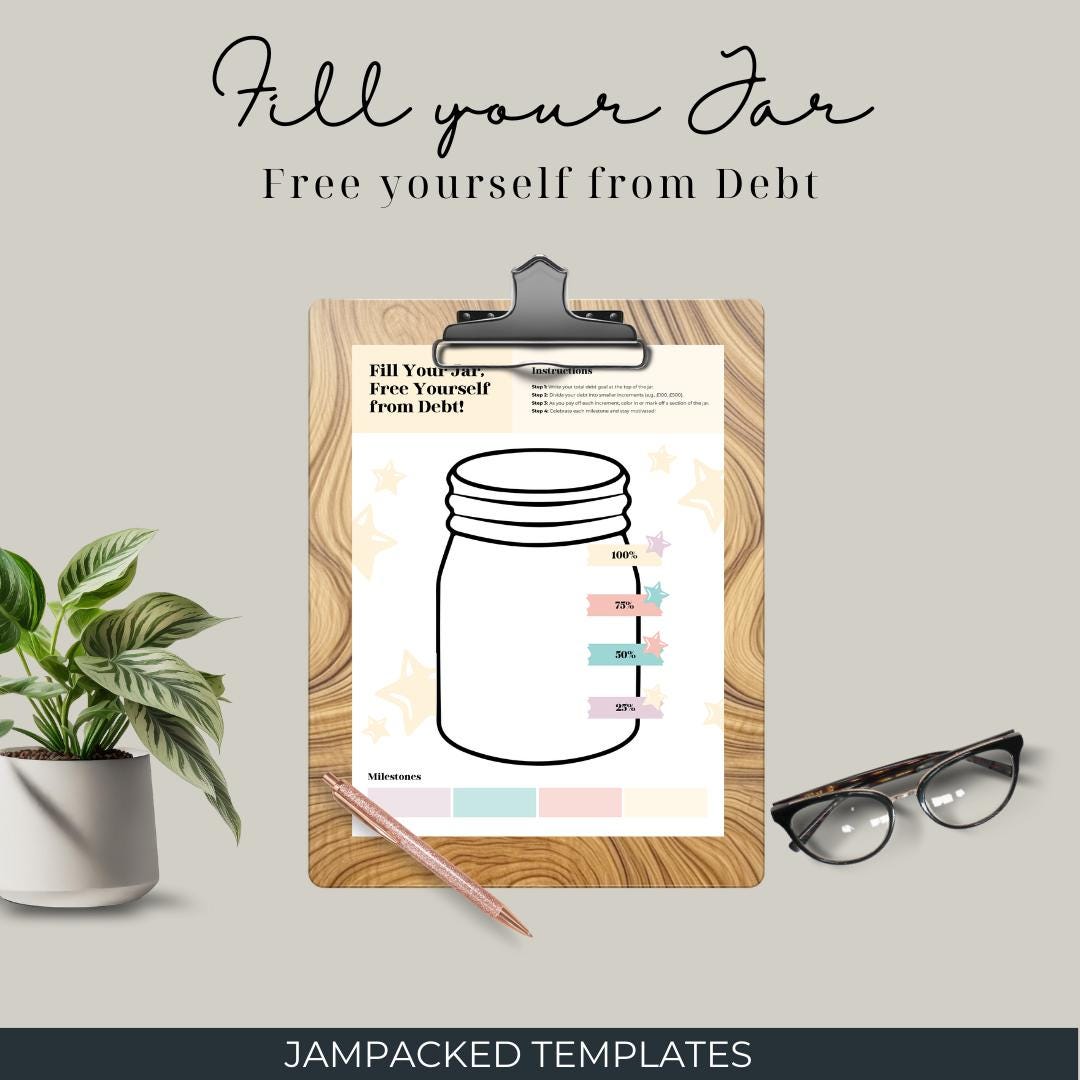 Debt Payoff Tracker|printable Financial Goal Jar|money Management ...