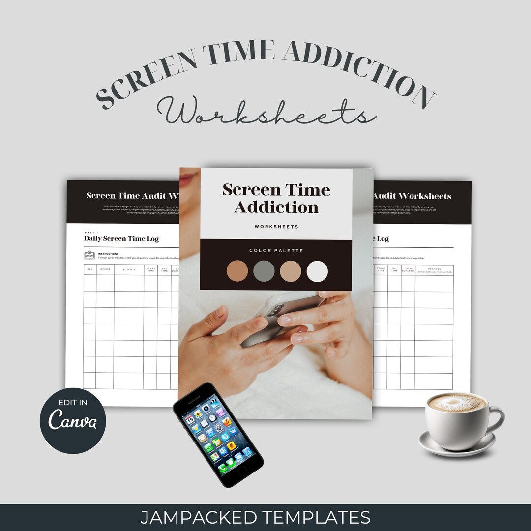Screen Addiction Worksheets|printable Reduce Screen Time Journaldigital ...