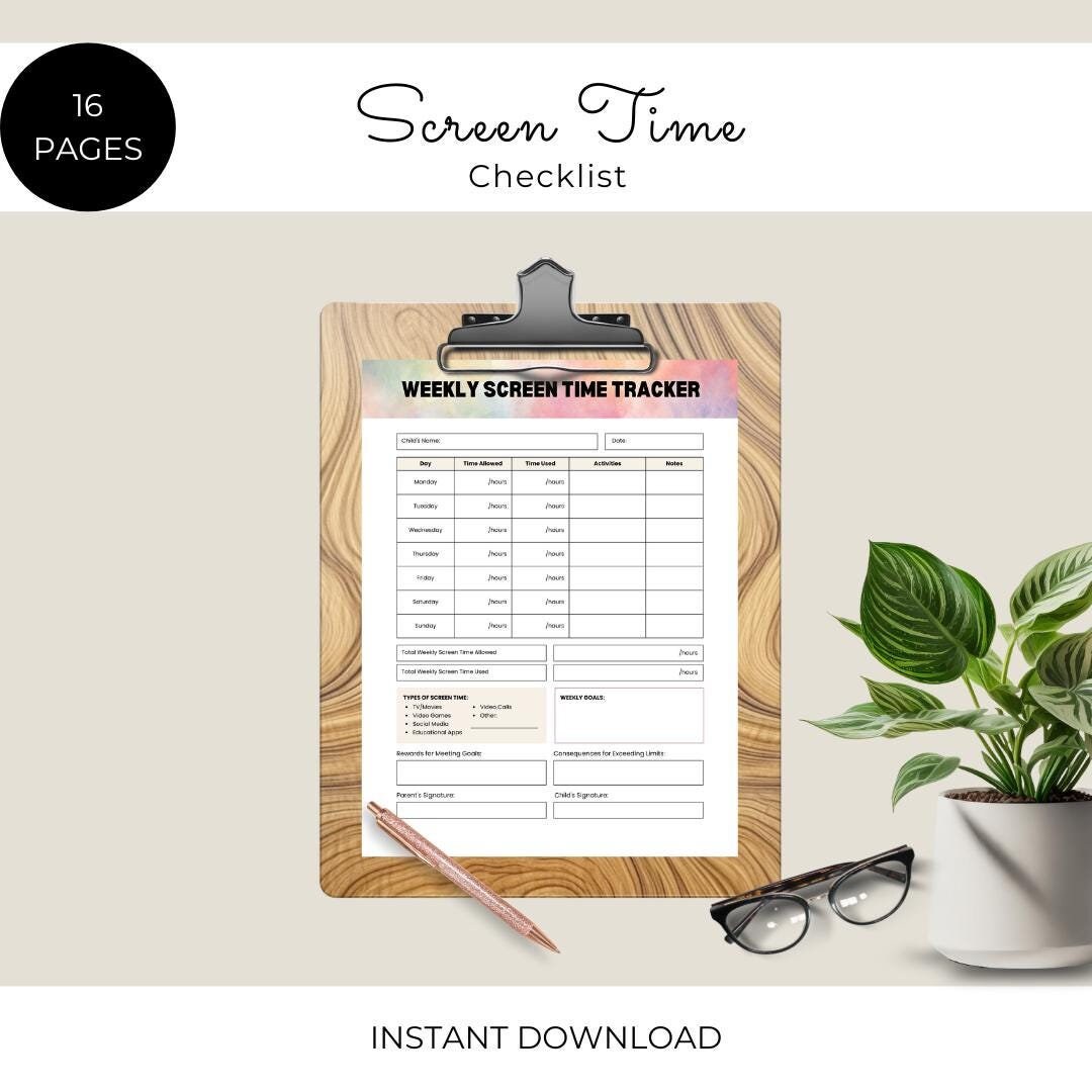Screen Time Checklist|editable Canva Template|daily Tracker|reward ...