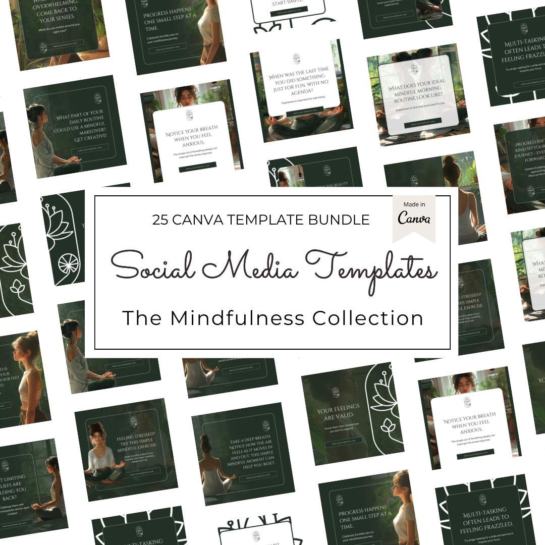 Mindfulness Social Media Templates | Editable Canva Designs for ...